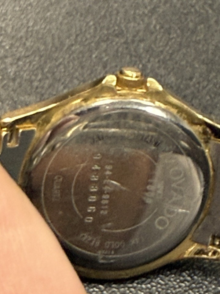 Ladies Movado Folio Gold-Tone Watch Diamond & 14K Bezel Model 94 E4 ...