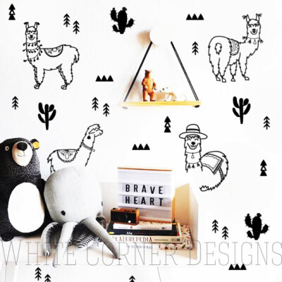 Alpacas Wall Decals - Nursery Decals, Cactus Decals, Alpaca Decals ...