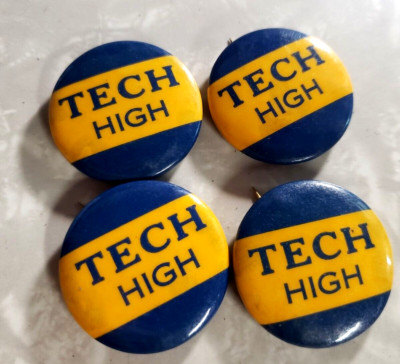 Tech High Pep Pin School Buttons Pinbacks Sports Team Set Of 4 VTG | eBay