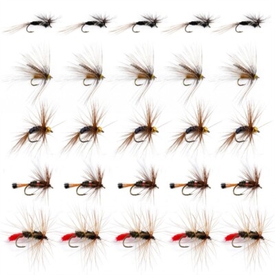 25pcs/lot Fly Fishing Flies Kit Nymph Dry Wet Flies Bait Hook Bass ...