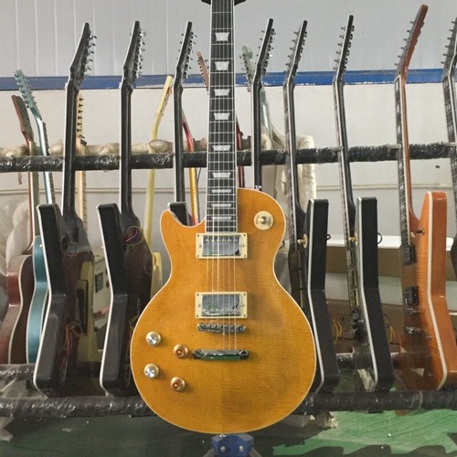 Left-handed Yellow LP Standard Electric Guitar Flamed Maple Veneer ...
