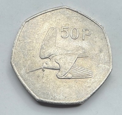 1998 Ireland Fifty Pence Coin - Irish 50 Pence - Bird - Eire - Harp ...