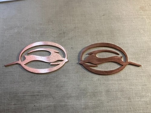 Pair of Copper Impala leaping deer emblems 94 95 96 SS 2000-19 metal ...