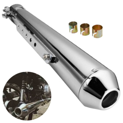 Universal 448mm Chrome Custom Megaphone Motorcycles Exhaust Silencer ...