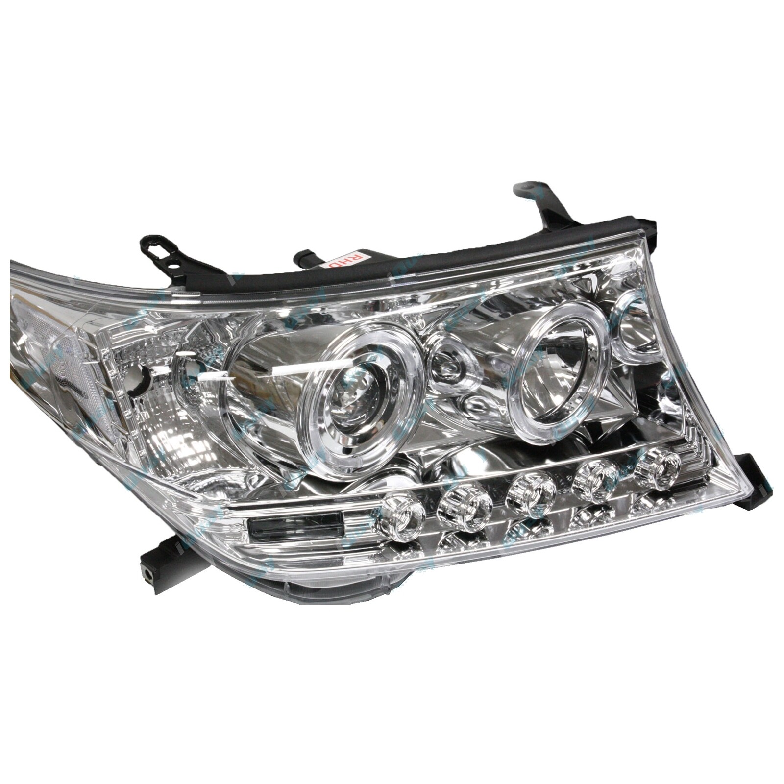Angel-eye Projector LED CHROME Headlights for Landcruiser 200 Series 07 ...
