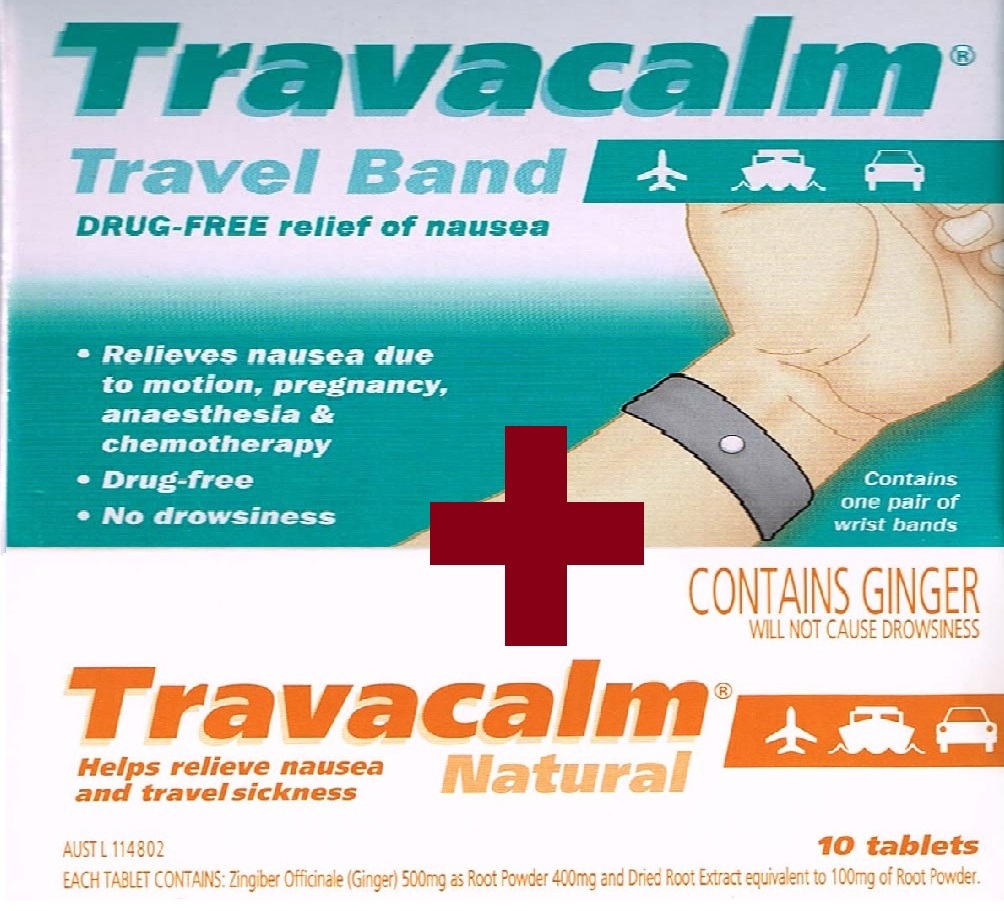 =>PRICE SMASH TRAVACALM BAND 1 PAIR + TRAVACALM NATURAL 10 TABs TRAVEL ...