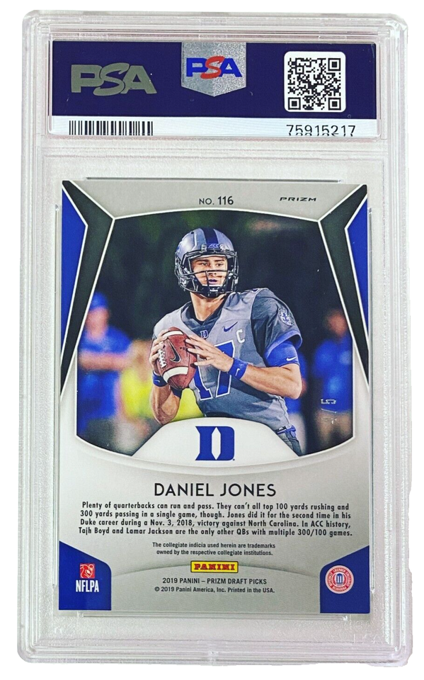 2019 Panini Prizm Draft Picks Daniel Jones Green /5 PSA 9 #116 Rookie ...
