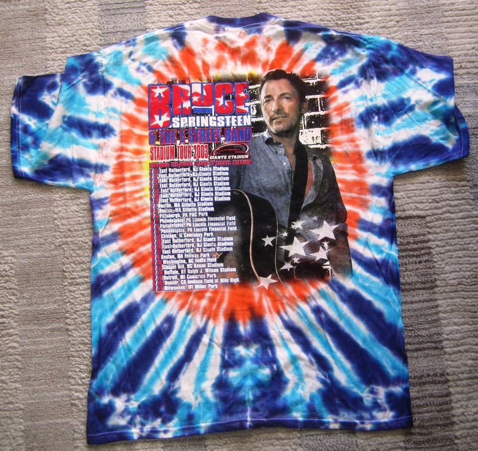 Vintage Bruce Springsteen Shirt Mens XL Tie Dye 2003 Stadium Tour Rock ...