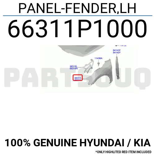 66311P1000 Genuine Hyundai / KIA PANEL-FENDER,LH | eBay