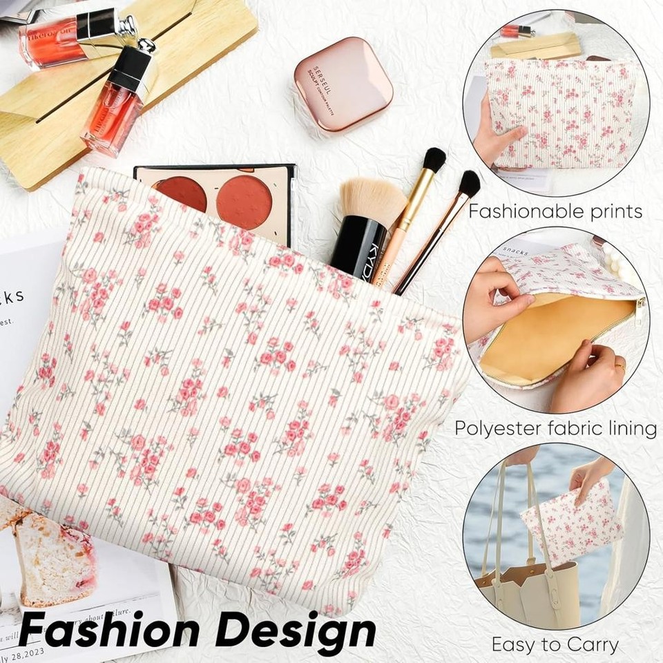 Cute Makeup Pouch for Women Flower Small Make Up Bag for Purse Zipper ...