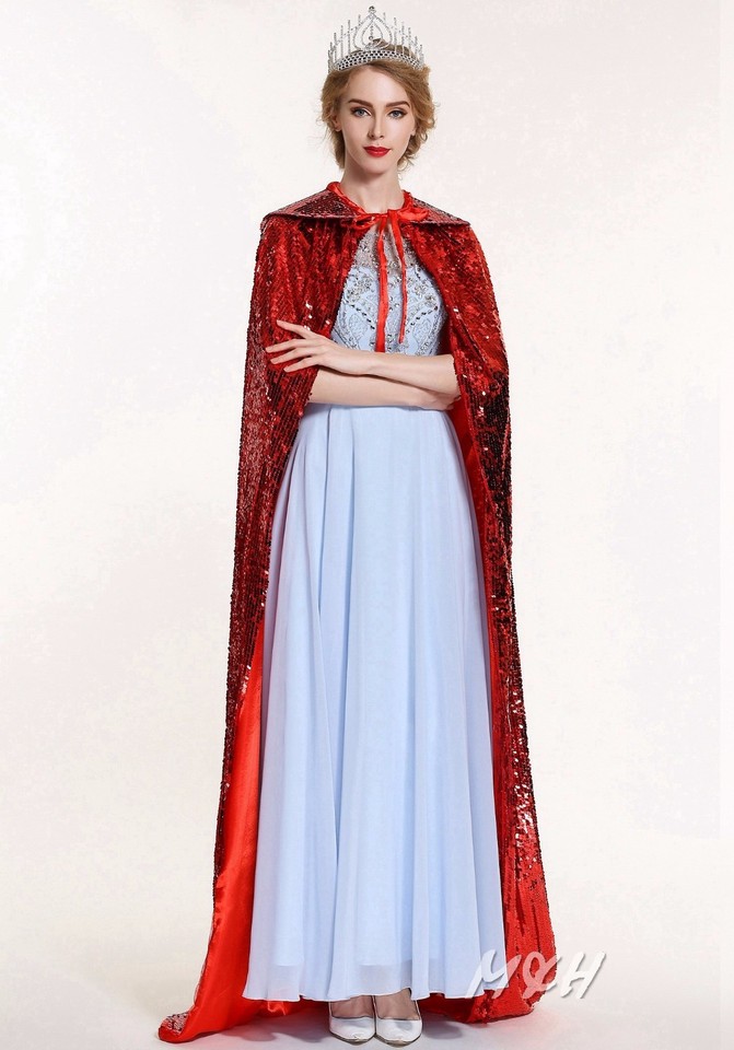 Bridal Long Cloak 180cm Paillette Satin Cape Women Robe Pageant Party ...
