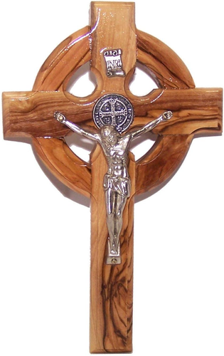Celtic and Saint Benedict Medal Handmade Wall Wood Cross Crucifix (6 ...