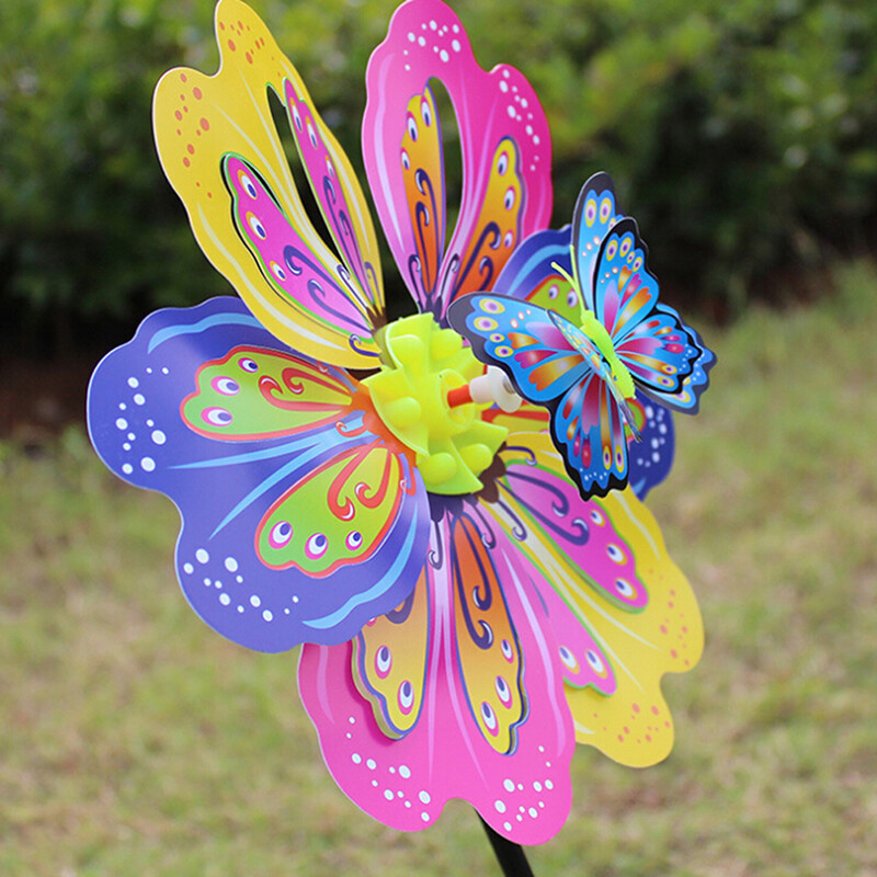 Butterfly Flower Windmill Colourful Wind Spinner Garden Yard Decor Kids ...