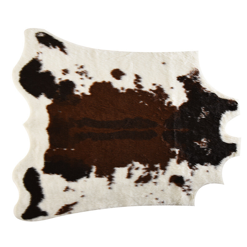 3.6'X3.2' Premium Faux Fur Cowhide Area Rug Throw Brown White Spotted ...