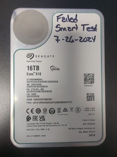 Seagate Exos X18 ST16000NM000J 16TB 7200RPM SATA 6Gb/s 256MB 3.5" HD ...