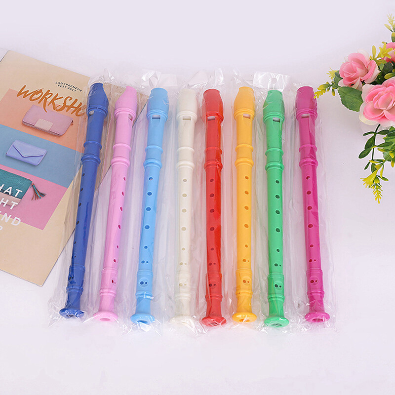 8 Holes Plastic Recorder Long Flute Woodwind Instrument Colorful Kids ...