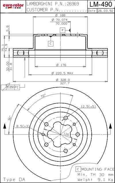 Disc Brake Rotor Eurorotor LM-490 for sale online | eBay