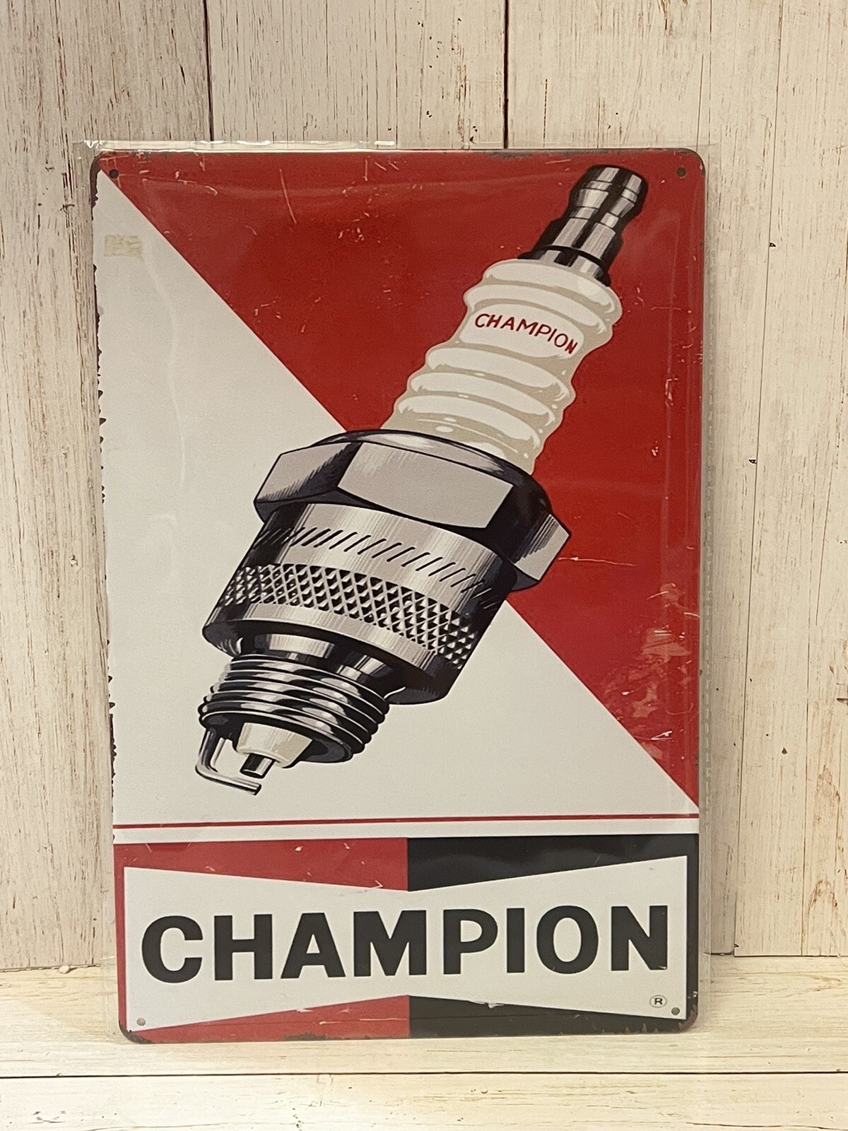 Champion Spark Plugs Tin Sign Garage ManCave Mechanic Car Red Black ...