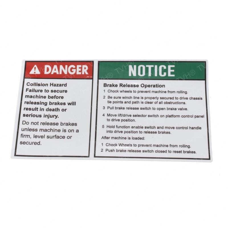 FOR GENIE GR-8 DECAL DANGER BRAKE RELEASE 72849 72849GT | eBay