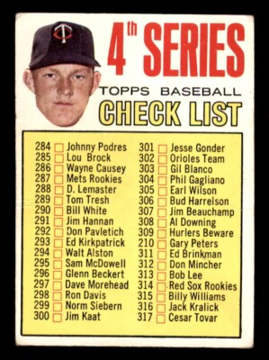 1967 Topps Baseball #278 4th Series Checklist 284-370 GD *e1 | eBay