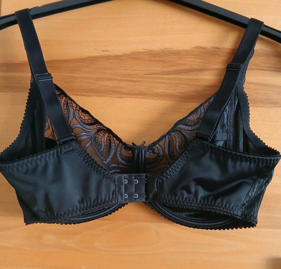 Ulla Dessous BH Bügel-BH mit Spitze Cup 80E schwarz blau Neuwertig ...