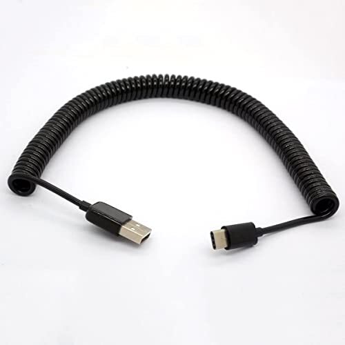 MXTECHNIC USB Type C Cable for Car 90 Degree Coiled9.8FT Curly USB A to ...