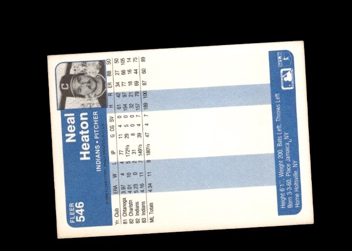 Neal Heaton 1984 Fleer Indians authentic autographed card | eBay