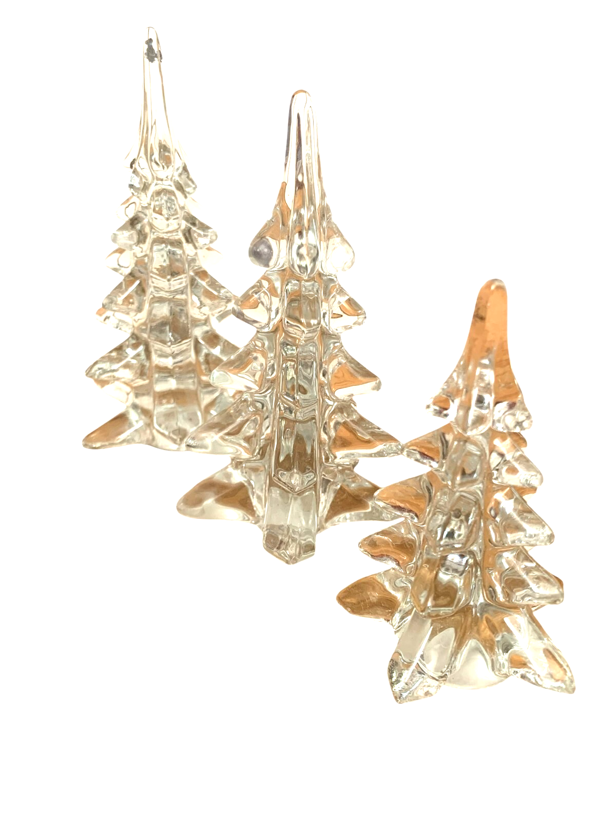 Vintage Set Of 3 Silvestri Clear Glass Christmas Trees | eBay