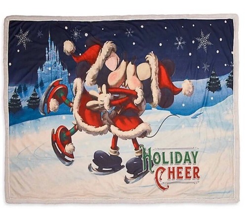 Disney Parks Minnie & Mickey Mouse Holiday Cheer Reversible Throw ...