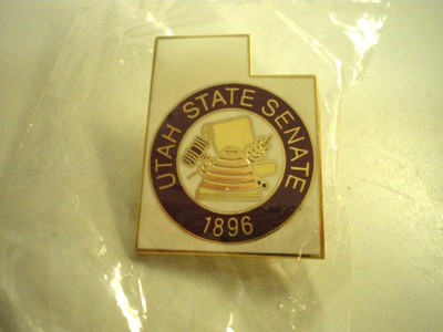 NEW Vtg UTAH STATE SENATE Gold Toned CLOISONNE ENAMELED PINBACK Lapel ...