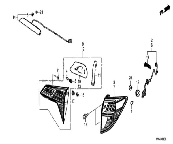 New HONDA Genuine 34270-T7A-H01 High mount Brake Lamp ASSY | eBay