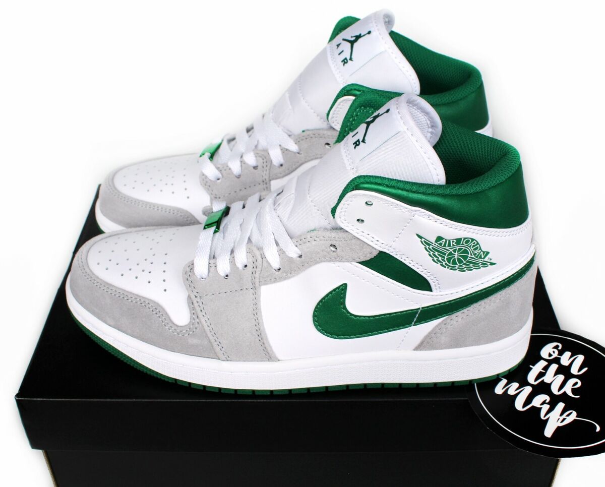 Nike Air Jordan 1 Retro Mid SE Smoke Grey Pine Green UK 5 6 Nike Air Jordan 1 Retro Mid SE Smoke Grey Pine Green UK 5 6