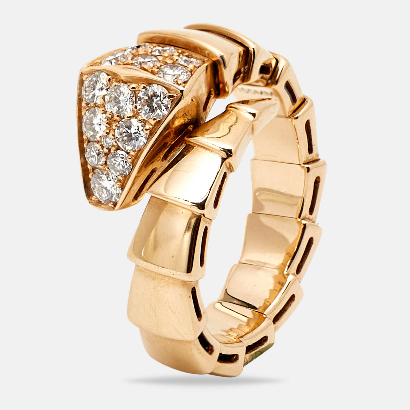 Bvlgari Serpenti Viper Diamond 18K Rose Gold Ring - Gem