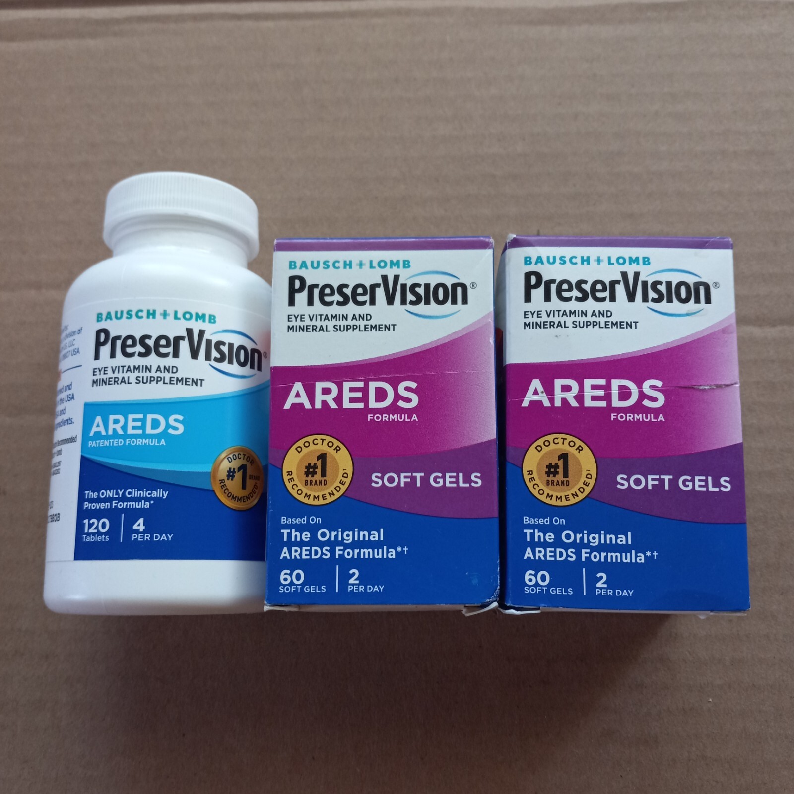 Lot of Bauch & Lomb PRESERVISION AREDS (120 tc softgels +120 tabs ...