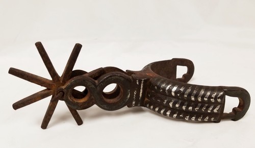 Antique Iron and Silver Overlay Spur 8 Point | eBay
