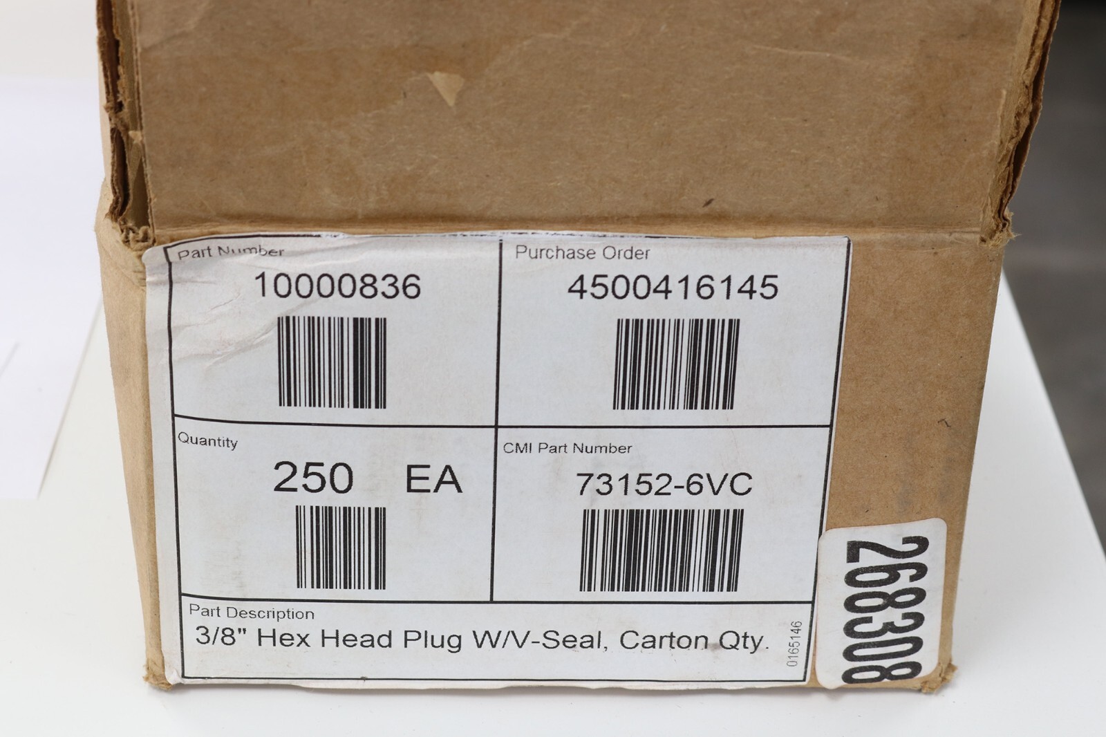 CMI 73152-6VC Brass Male Hex Pipe Plug 3/8" NPT V-Sealed Gas, Water ...