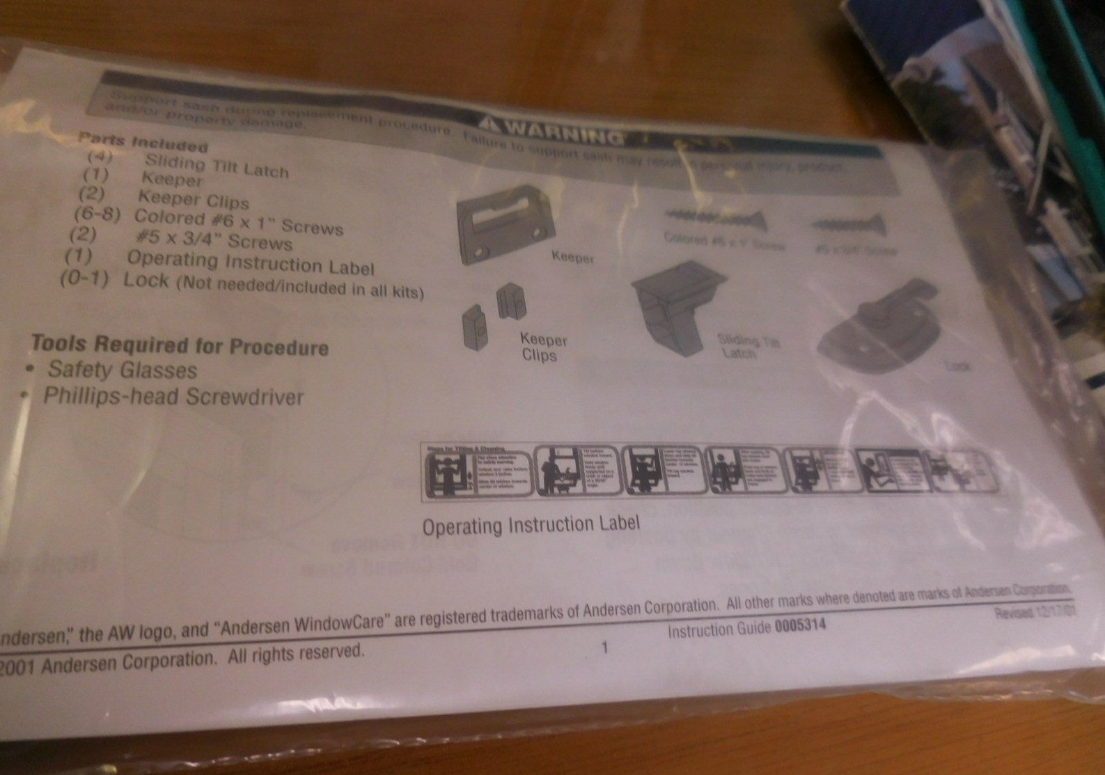 Andersen Sash Tilt Latch Kit - 200 Series Tilt-Wash Double-Hung Window ...