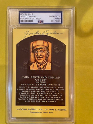 HOF Plaque Postcard PSA/DNA Autograph Auto Jocko Conlan NL Umpire | eBay