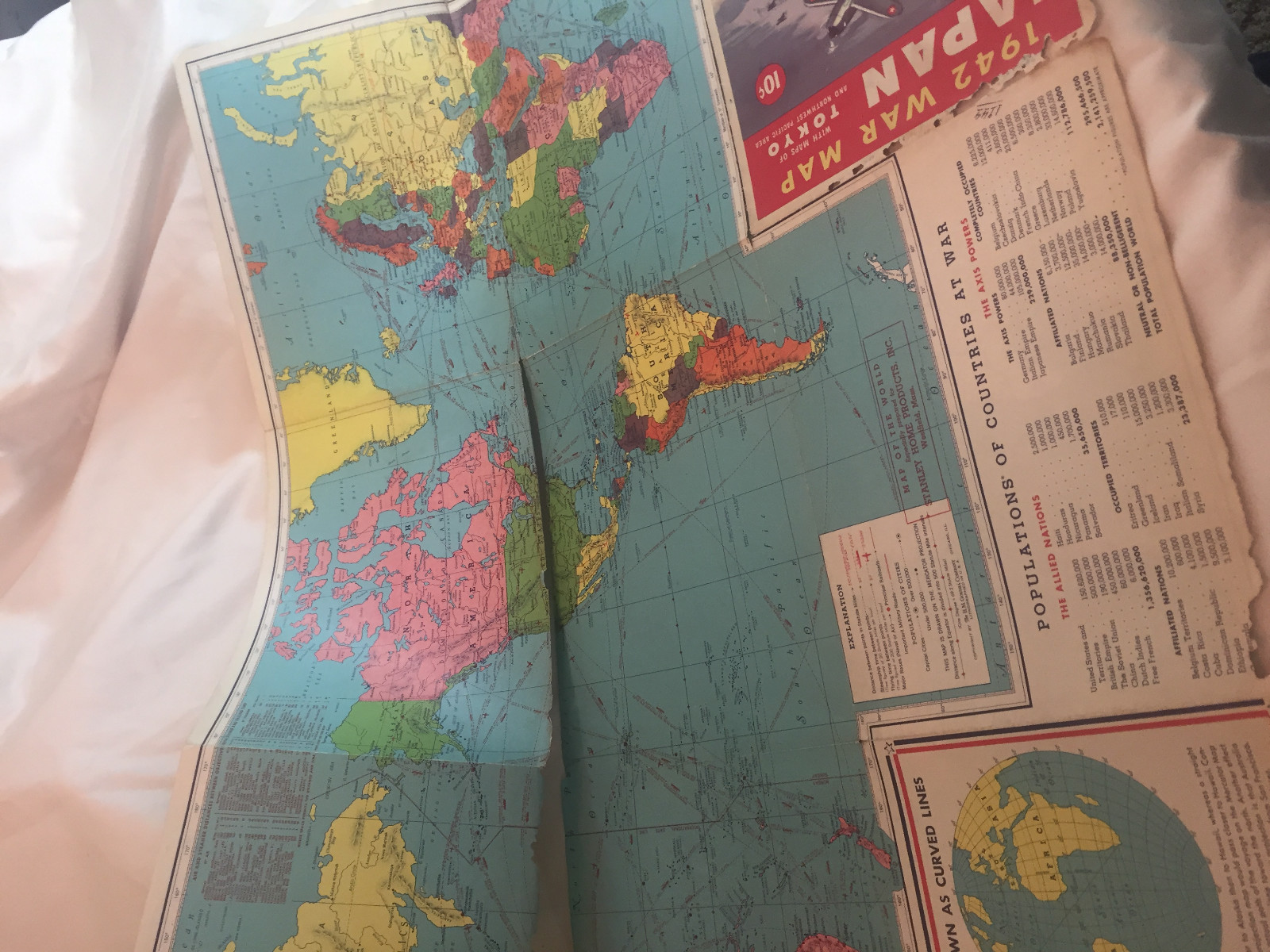 Vintage 1942 Japan War Map Adjacent Territory Tokyo Northwest Pacific ...