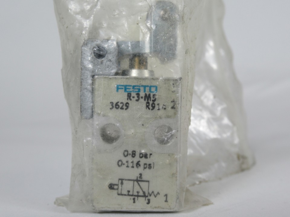 Festo 3629 R-3-M5 Roller Lever Valve 3/2 Closed Monostable M5 0-8bar ...