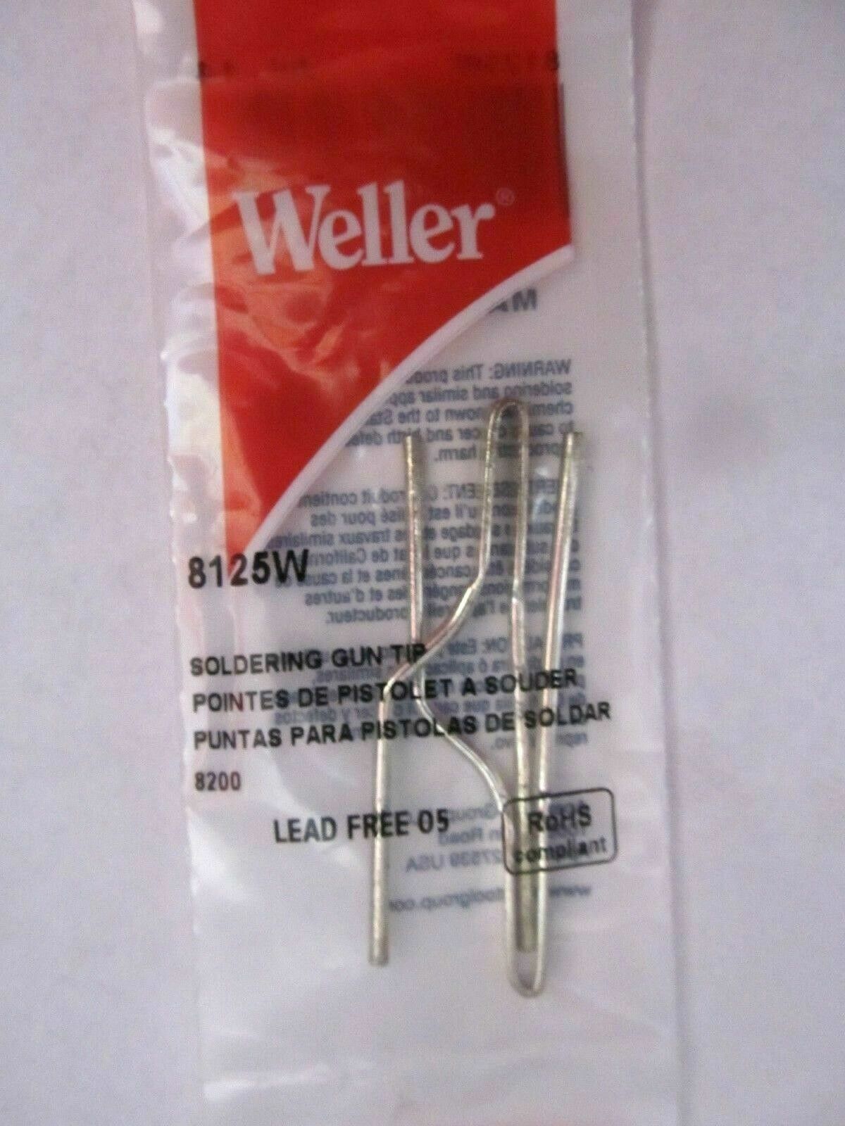 2 Weller Soldering Iron Replacement Tips Fits Gun #8200 Model # 8125W ...