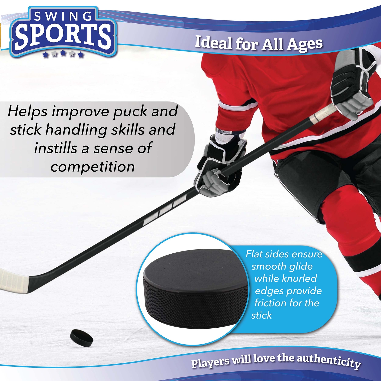 Swing Sports Hockey Pucks Bulk Set - 12pk Rubber 6oz Black Hockey ...