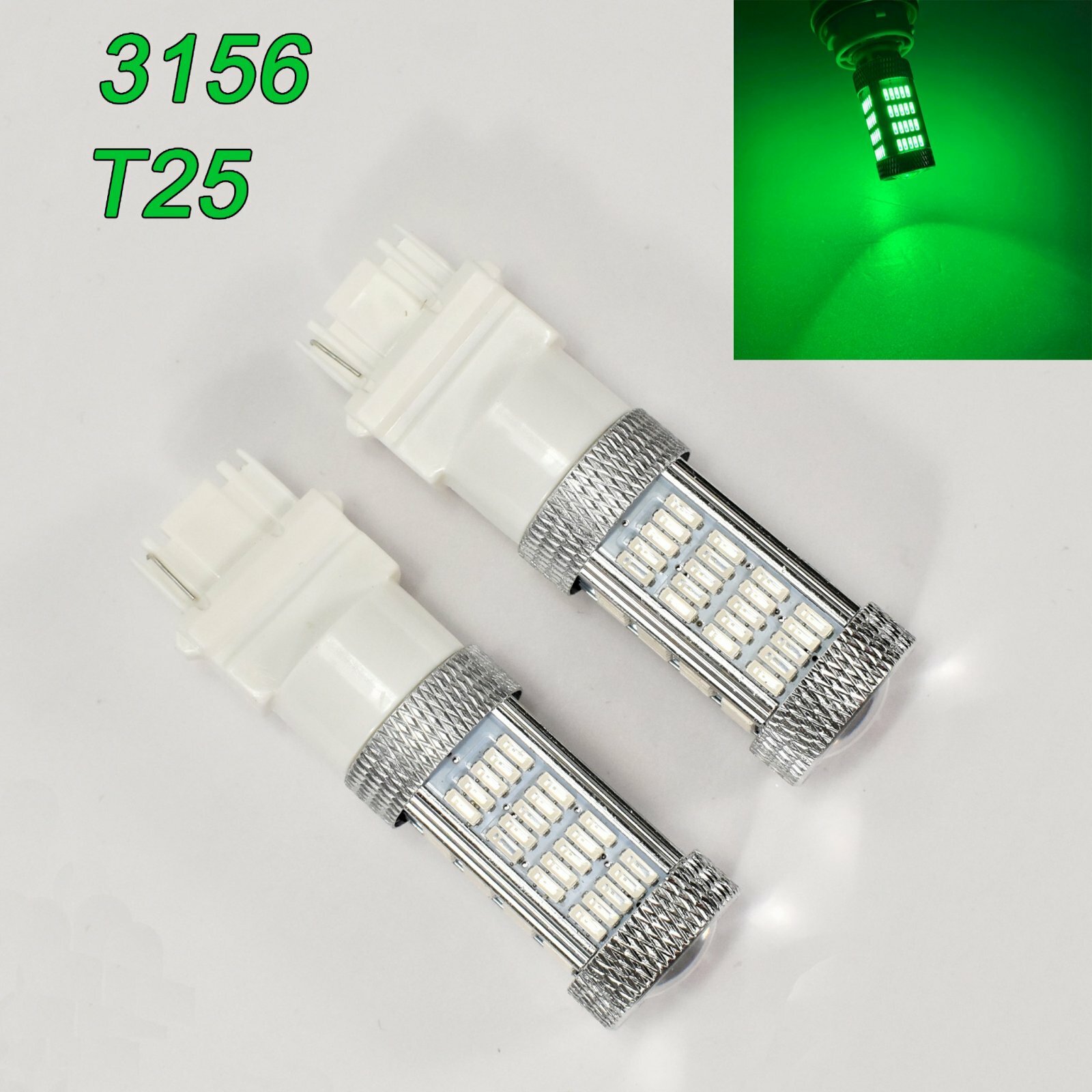 Green Front Turn Signal Light T25 3156 3456 92 SMD LED Bulb Lamp A1 LA ...