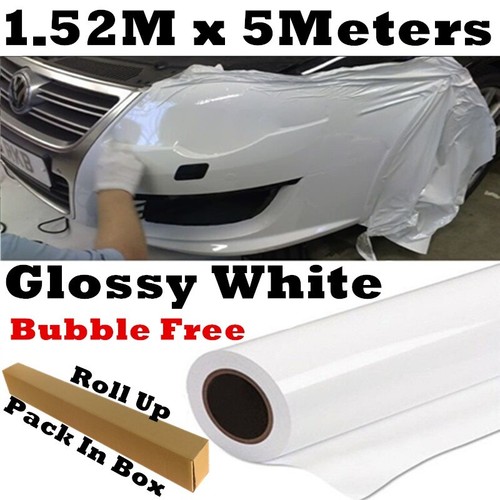 1.52 meter x 5 meters Glossy Gloss White Car Vinyl Wrap Auto Car Film ...