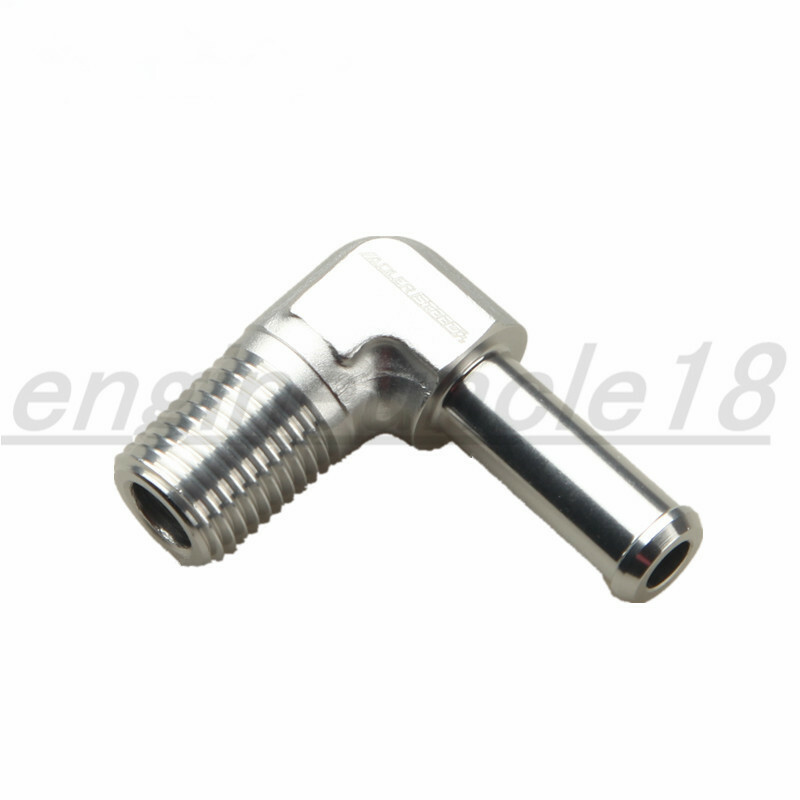 90 Degree 1/8" 1/4'' NPT To 1/4" 3/16" 3/8" Male Barb Oil Hose Adapter ...