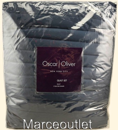 Oscar Oliver New York City Valencia FULL / QUEEN Quilt & Shams Set Navy ...