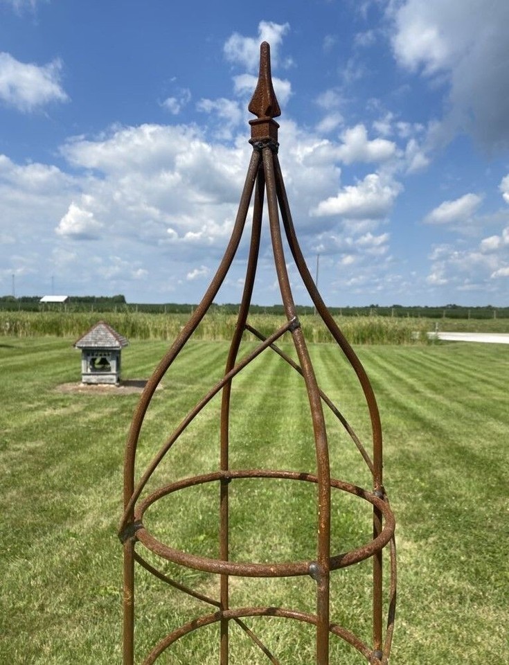 40" Rose Plant Support Garden Trellis Topiary, Round Wrought Iron ...