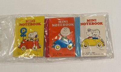 Vintage Snoopy Peanuts Mini Notebook Set Of 3 Cars Linus Lucy Butterfly ...