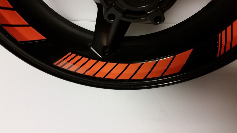 BRIGHT ORANGE CUSTOM INNER RIM DECALS WHEEL STICKERS STRIPES TAPE ...