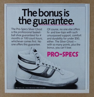 1984 Pro-Specs Silver Ghost Basketball Shoe vintage print Ad | eBay
